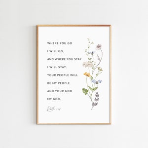 Ruth 1:16, Where You Go I Will Go, Bible Verse Wall Art, Printable ...
