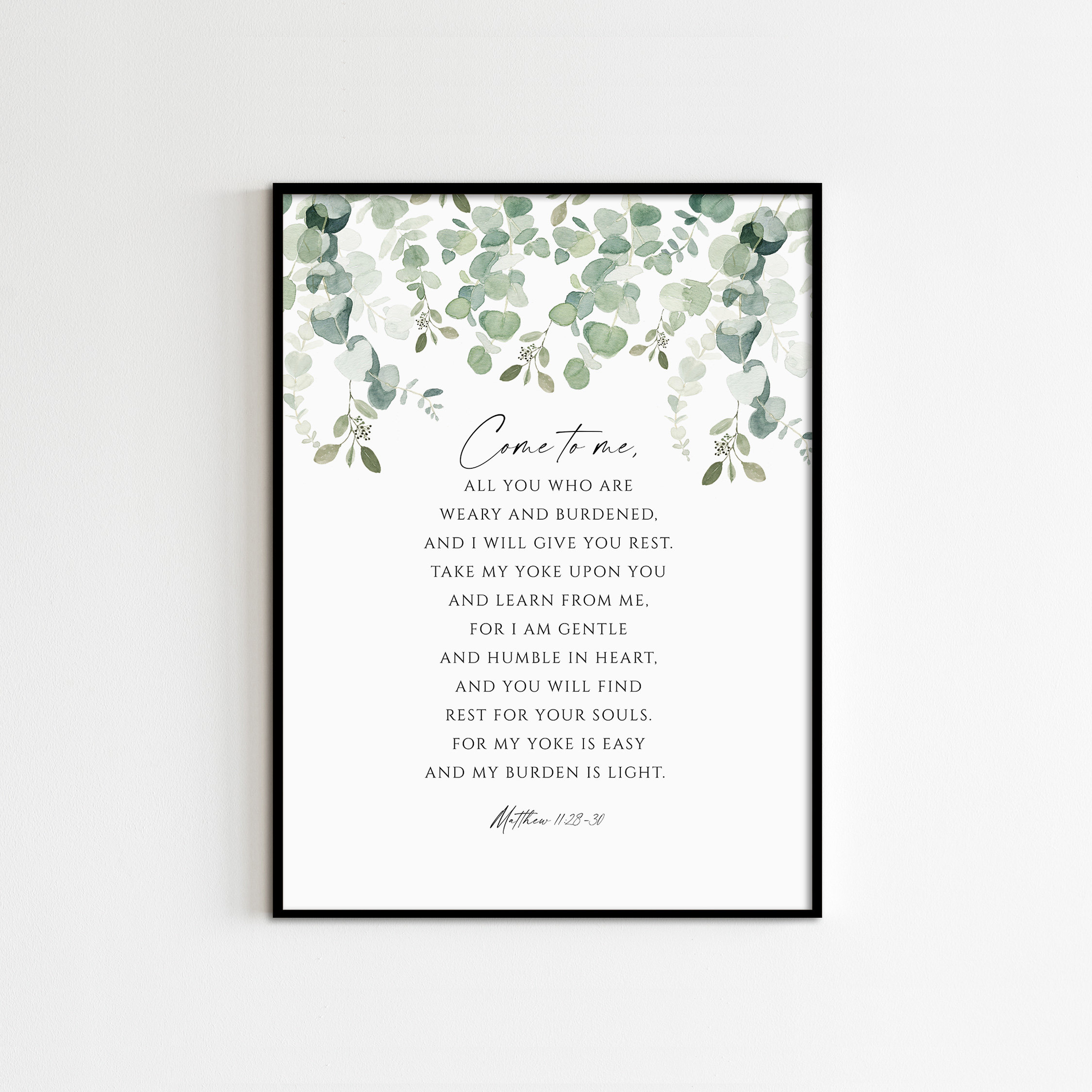 Matthew 11:28-30 Bible Verse Wall Art Printable Scripture Watercolor ...