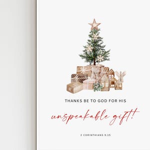 2 Corinthians 9:15, Christmas Print, Christmas Wall Art, Holiday Wall ...