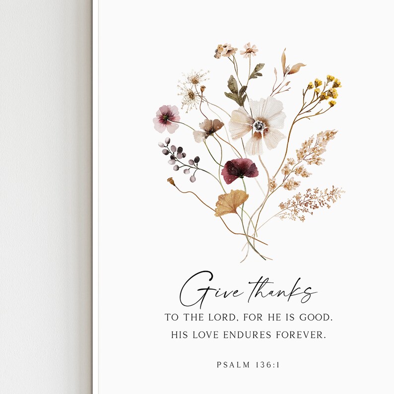 Psalm 136:1 Bible Verse Wall Art Printable Scripture - Etsy