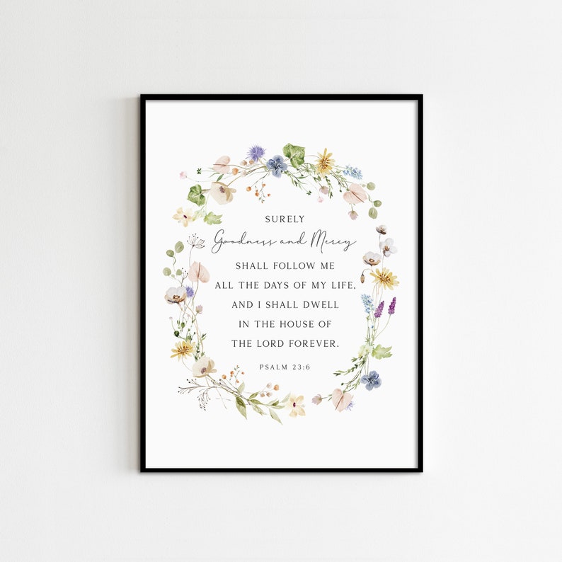 Surely Goodness and Mercy Shall Follow Me Psalm 23:6 Bible - Etsy