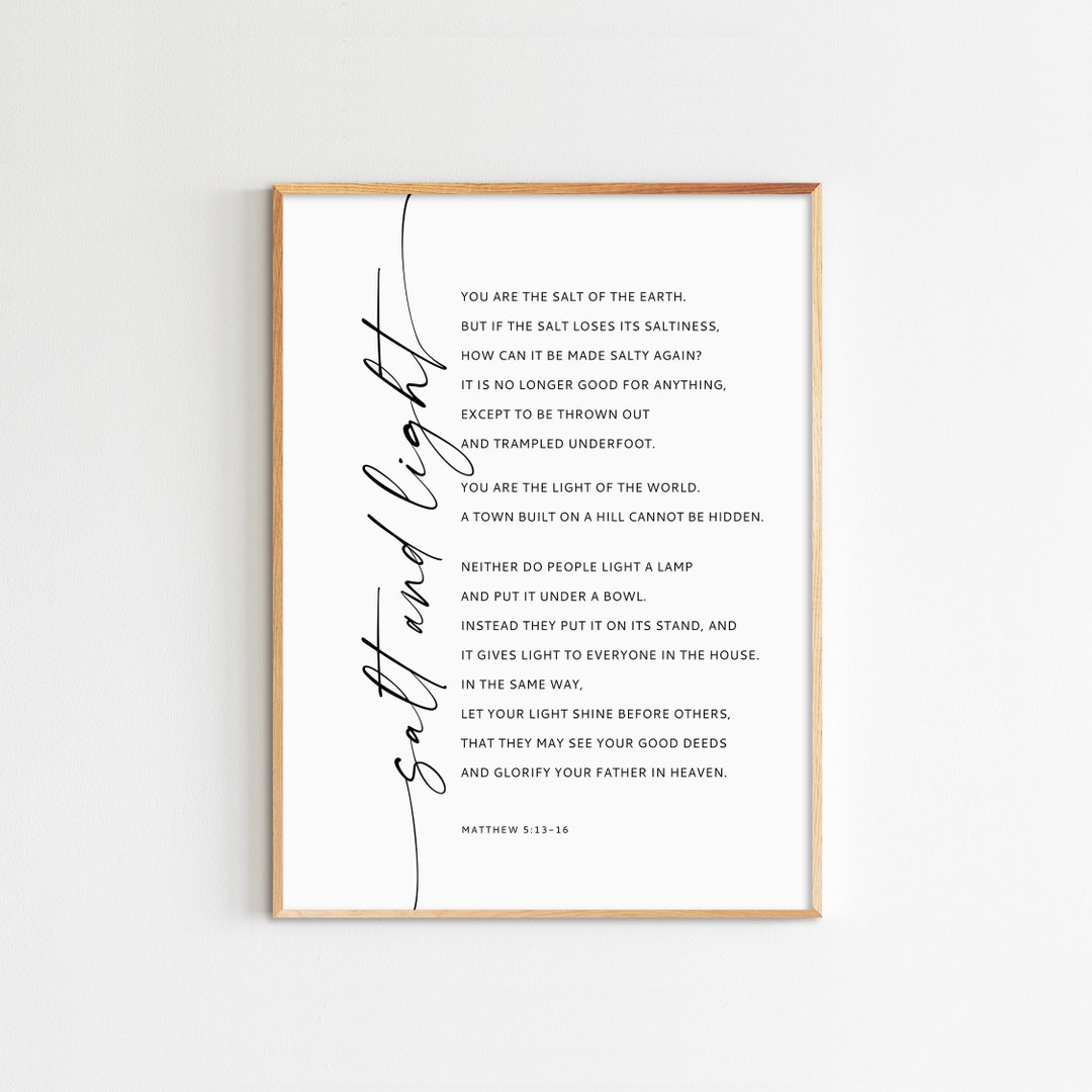 Matthew 5:13-16, Salt and Light, Bible Verse Wall Art, Printable ...