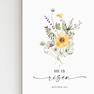 He is Risen Print Matthew 28:6 Easter Printable Easter Decor Wild ...