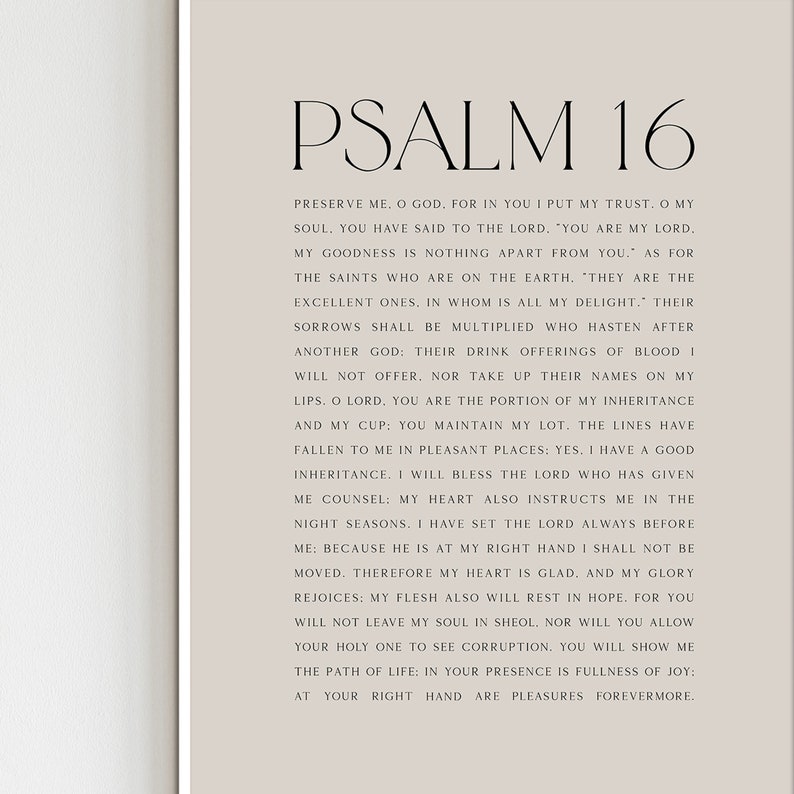 Psalm 16 Scripture Print: Bible Verse Wall Art (digital Download) - Etsy