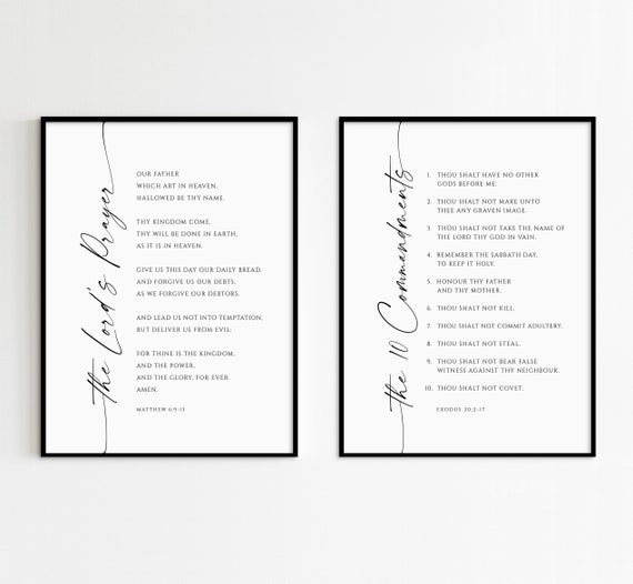 The Lord's Prayer the 10 Commandments Wall Art Set of 2 - Etsy