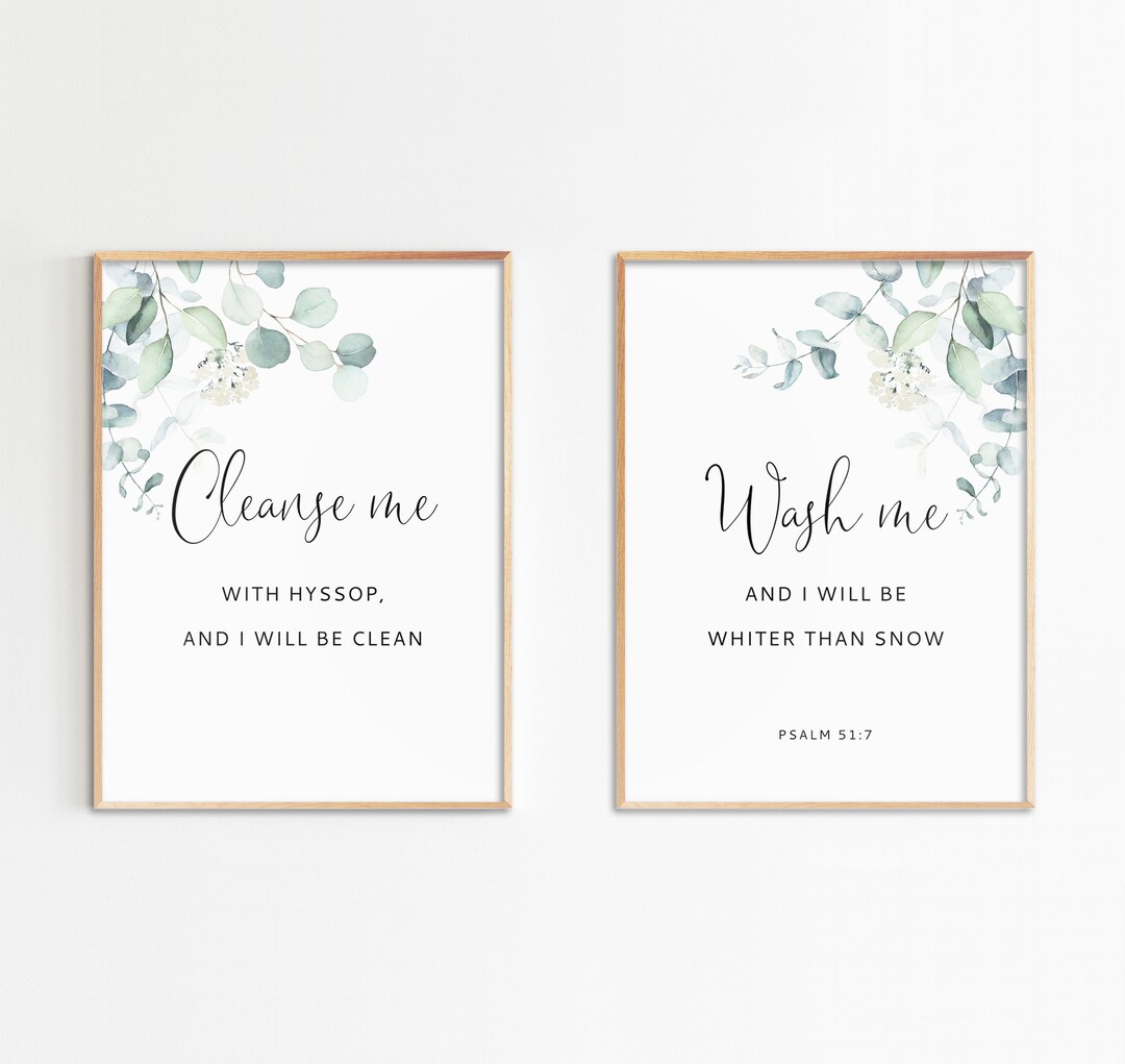 Psalm 51:7 Bible Verse Wall Art Laundry Room Sign Bathroom Wall Decor ...