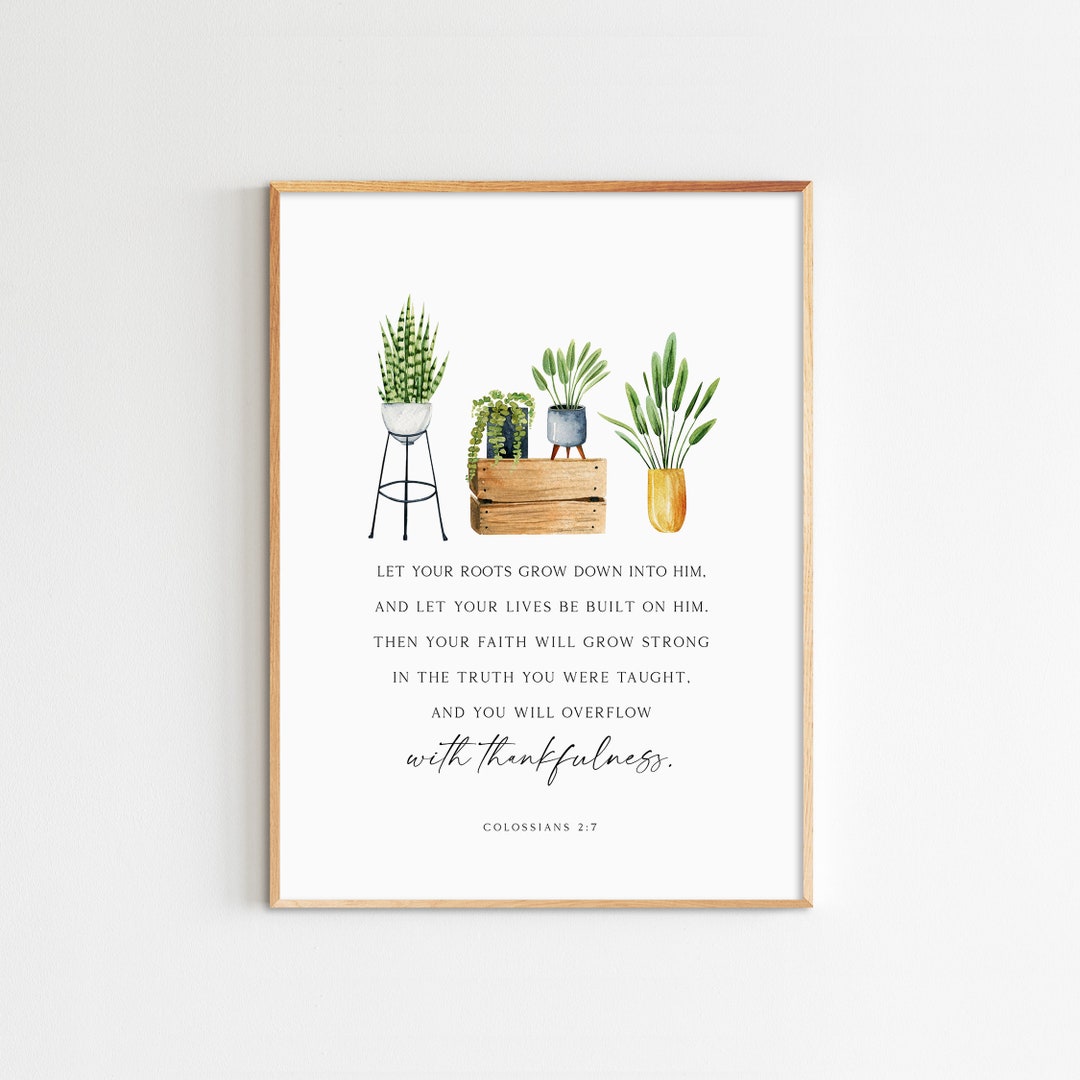 Colossians 2:7 Bible Verse Wall Art Christian Home Decor Leaf Print ...