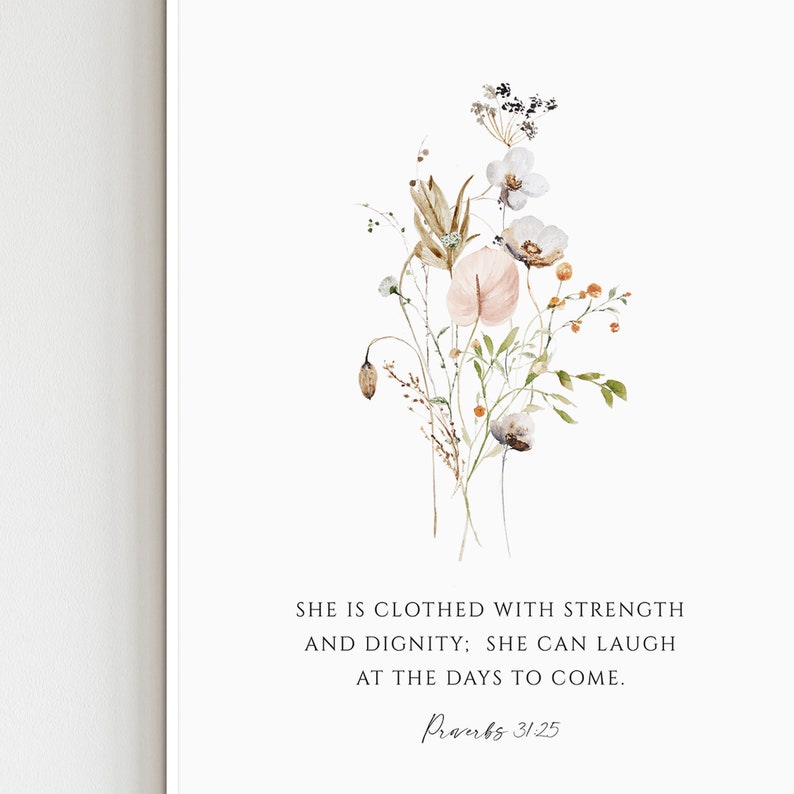 Proverbs 31 25 Bible Verse Wall Art Printable Scripture Etsy