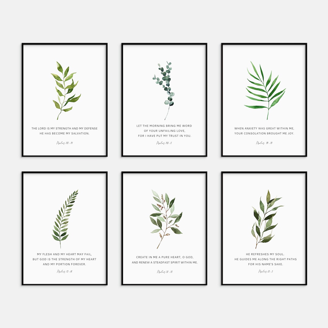 Set of 6 Psalms Bible Verse Wall Art Printable Scripture Prints ...