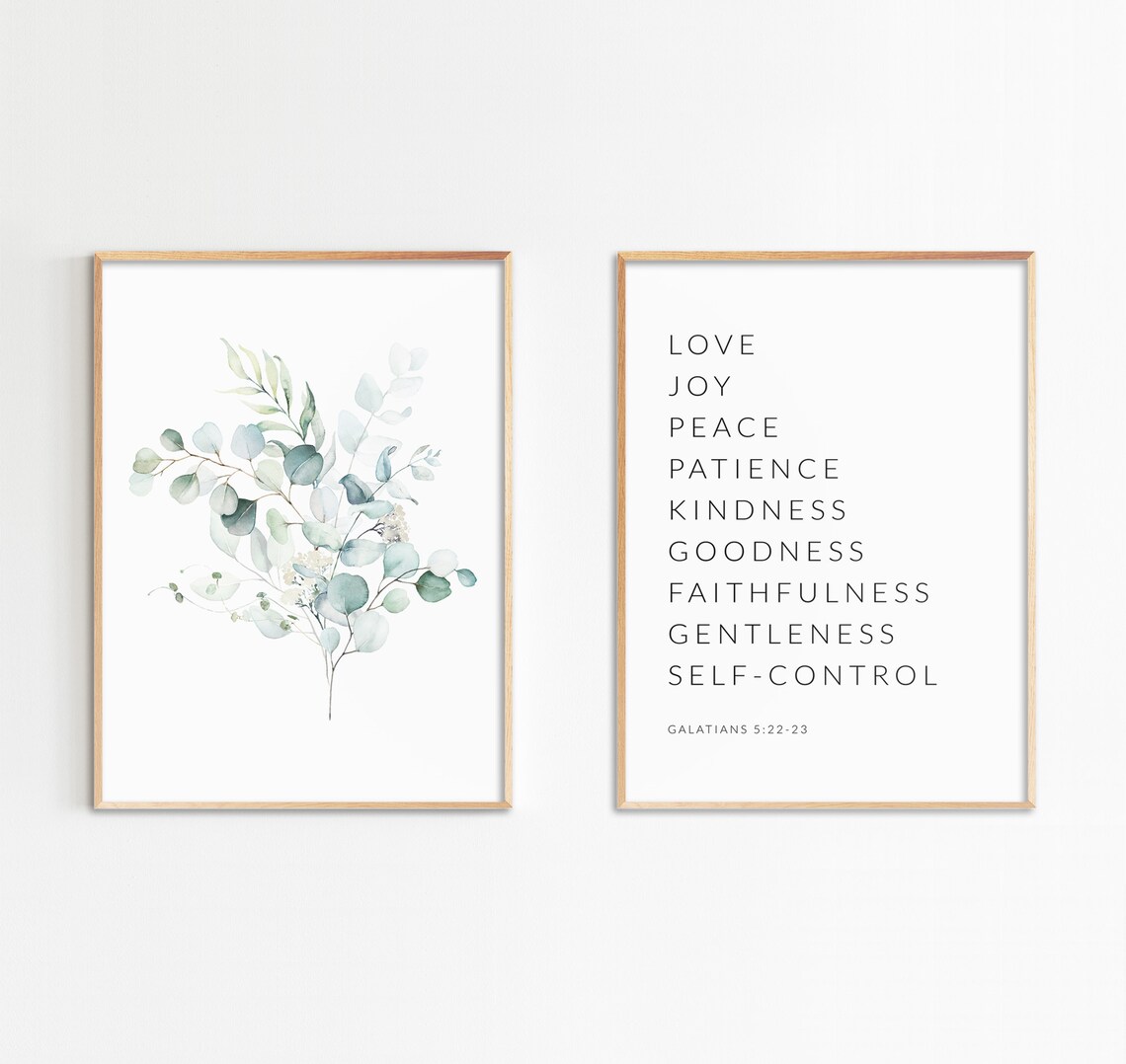 Fruit of the Spirit Watercolor Print Set: Bible Verse Wall Art (digital ...
