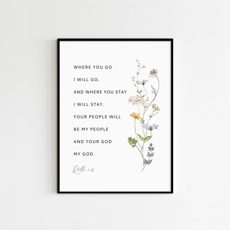 Ruth 1:16 Bible Verse Wildflower Print, Christian Wall Art (digital ...