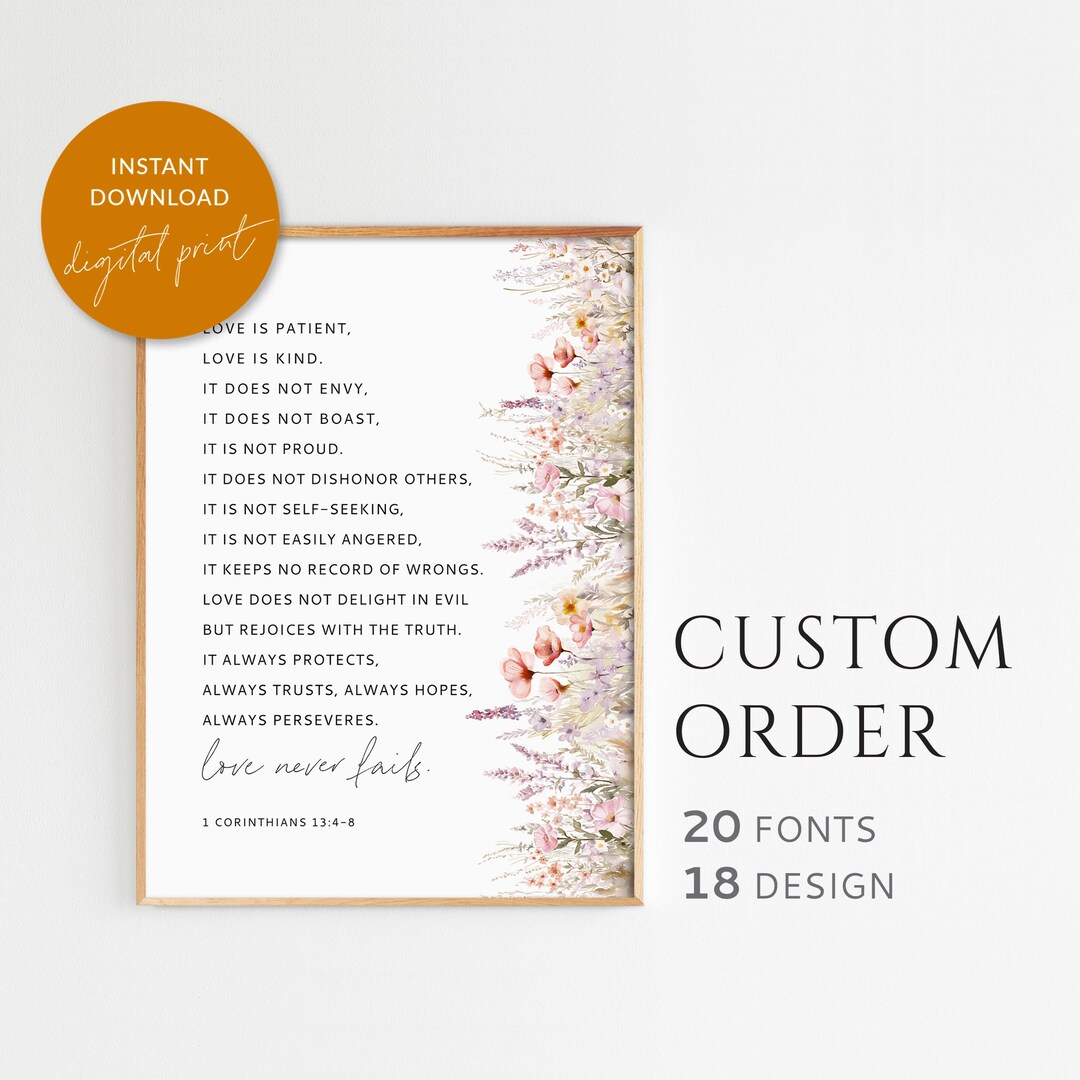 Custom Bible Verse Print: Personalized Floral Design (digital Download ...