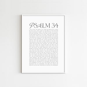 Psalm 34, Bible Verse Print , Bible Verse Wall Art, Printable Scripture ...
