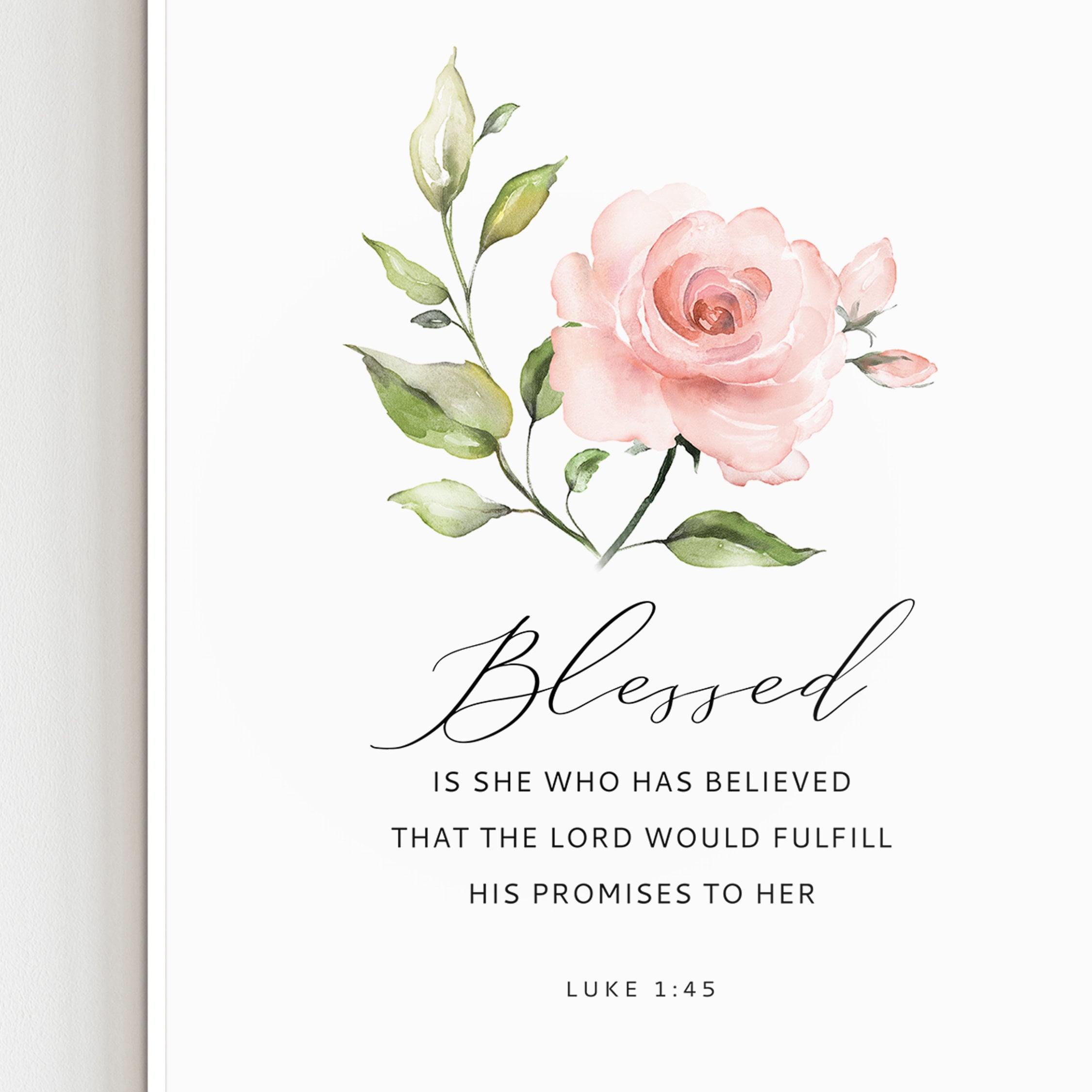 Luke 1:45 Bible Verse Wall Art Printable Scripture | Etsy