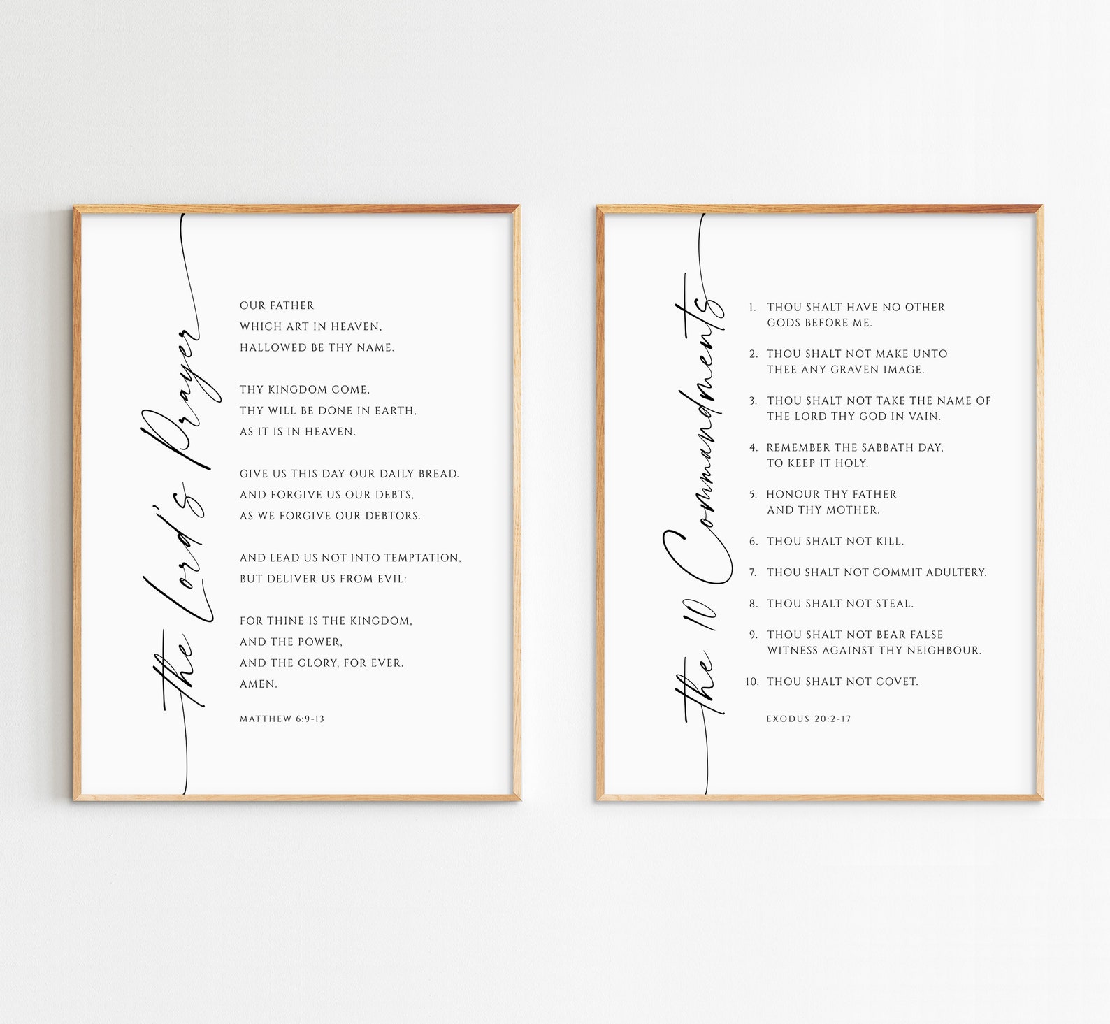The Lord's Prayer the 10 Commandments Wall Art Set of 2 - Etsy