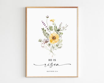 He is Risen Matthew 28:6 Easter Printable Wall Art Easter - Etsy