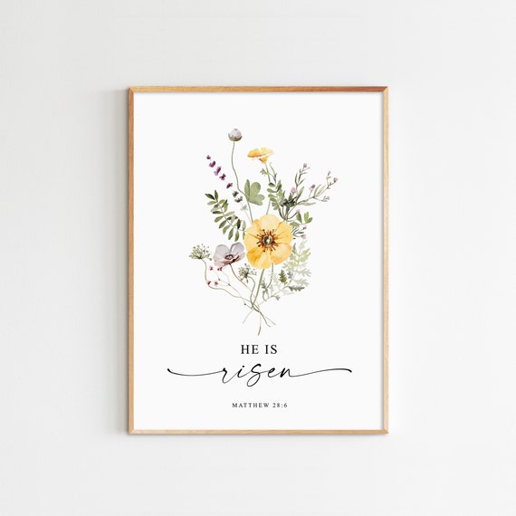 He is Risen Print Matthew 28:6 Easter Printable Easter Decor - Etsy