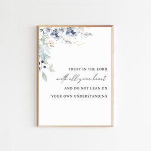 Proverbs 3:5-6, Trust in the Lord, Bible Verse Wall Art, Christian Wall ...