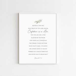 Jeremiah 17:7-8, Blessed is the One Who Trusts, Bible Verse Wall Art ...