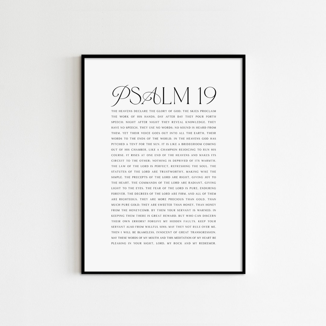 Psalm 19, Bible Verse Print , Bible Verse Wall Art, Printable Scripture ...