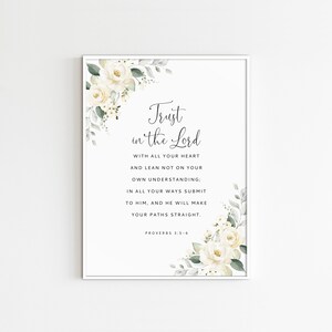 PROVERBS 3:5-6 Trust in the Lord Bible Verse Wall Art Printable ...