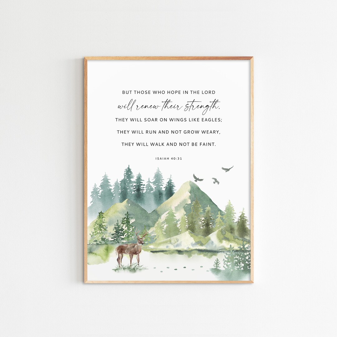Strength, Isaiah 40:31, Printable Watercolor, Scripture Poster, Bible ...
