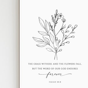 Isaiah 40:8 Scripture Print, Wildflower Line Art (digital Download) - Etsy