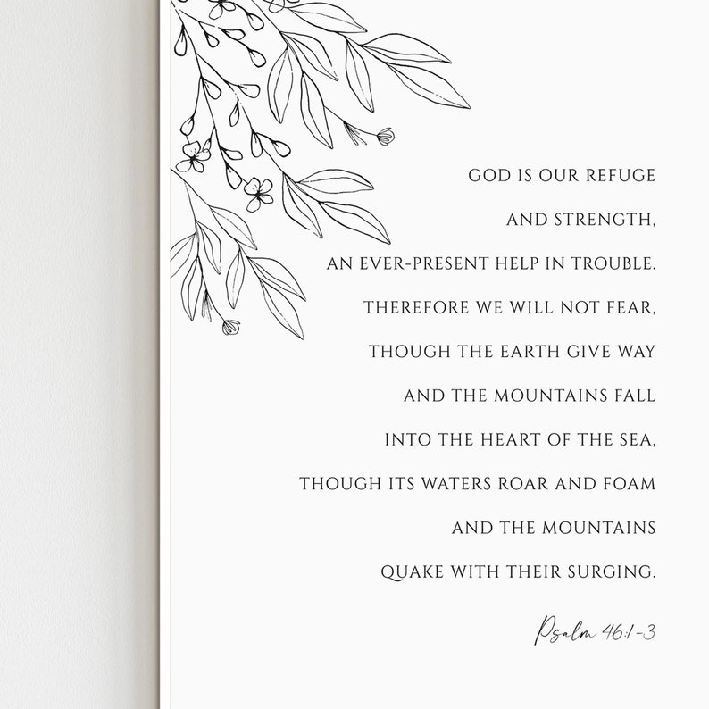 Psalm 46:1-3 Bible Verse Wall Art Printable Scripture - Etsy