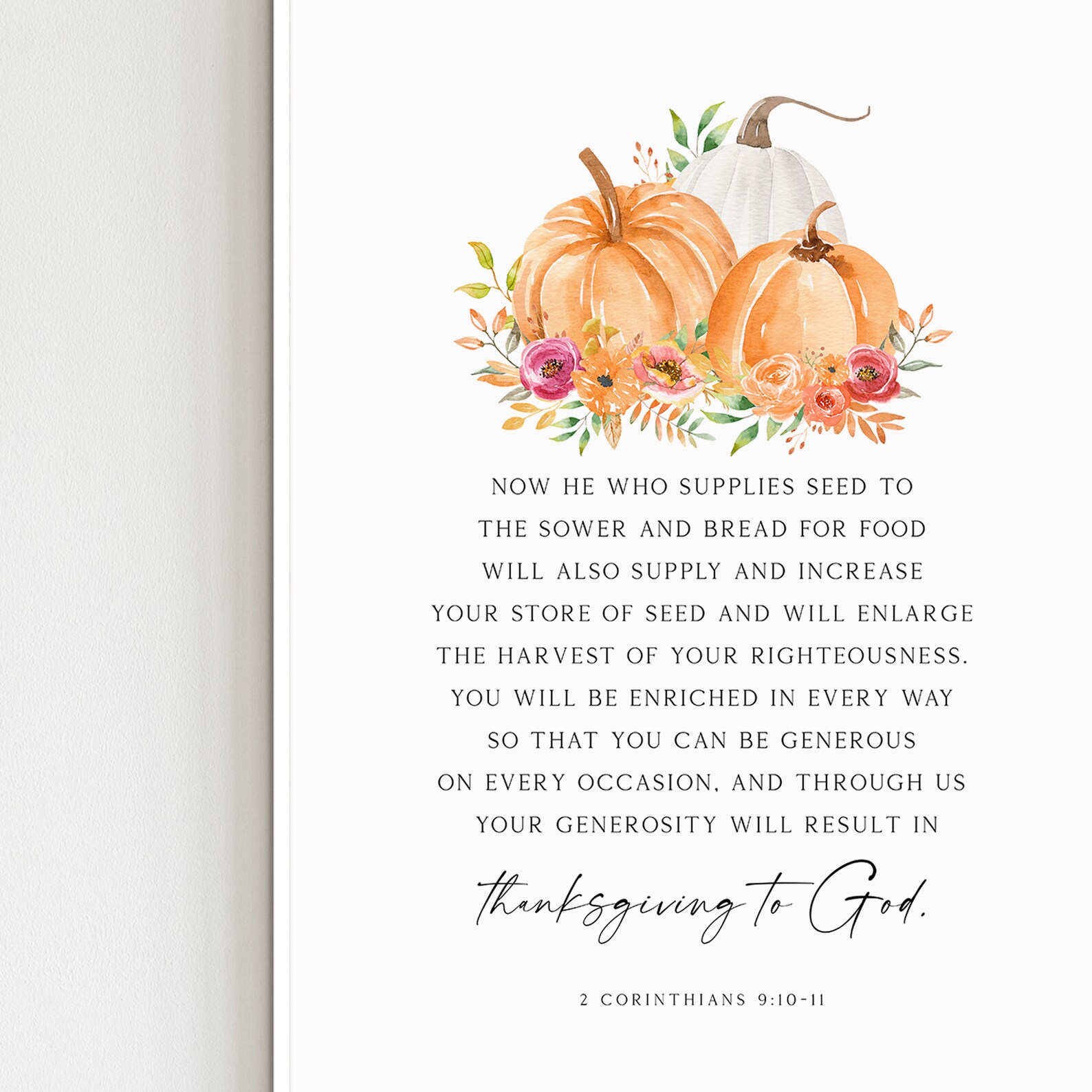 2 Corinthians 9:10-11 Bible Verse Wall Art Thanksgiving - Etsy