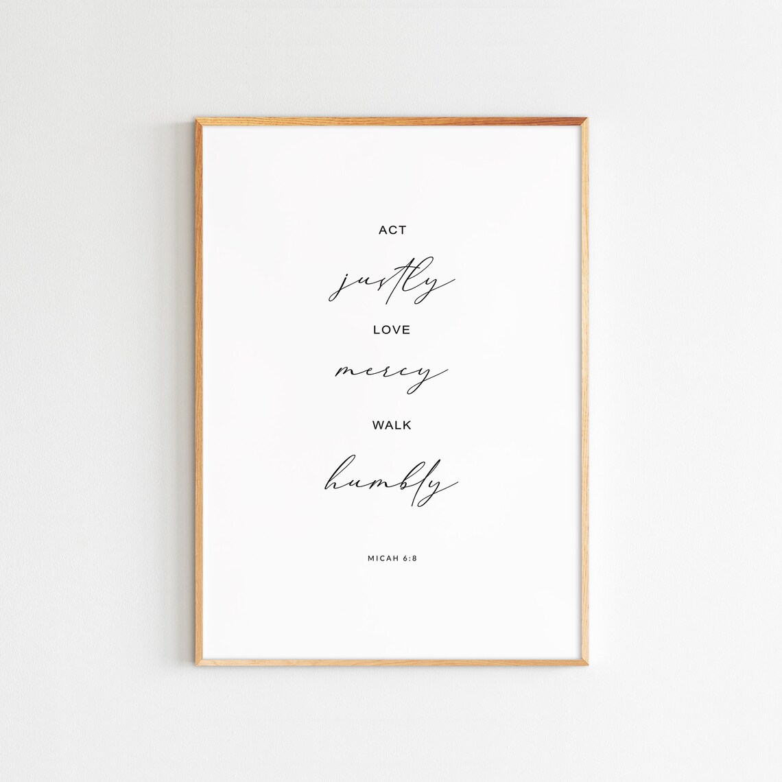 Micah 6:8 Act Justly Love Mercy Walk Humbly Bible Verse Wall | Etsy
