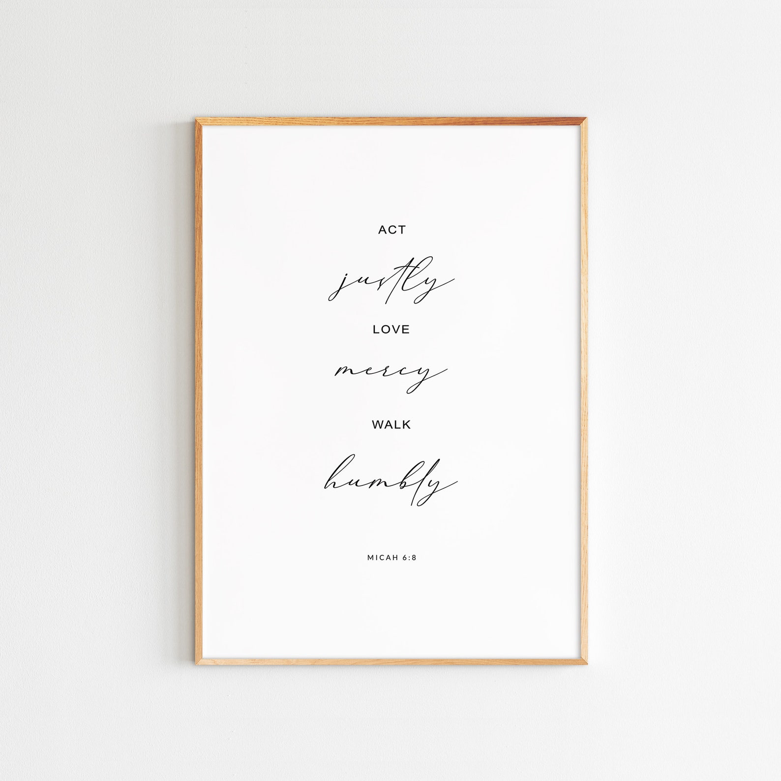 Micah 6:8 Act Justly Love Mercy Walk Humbly Bible Verse Wall | Etsy