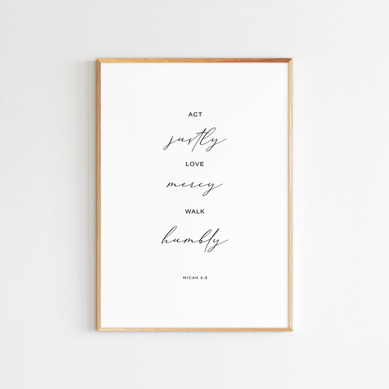 Micah 6:8 Act Justly Love Mercy Walk Humbly Bible Verse Wall - Etsy