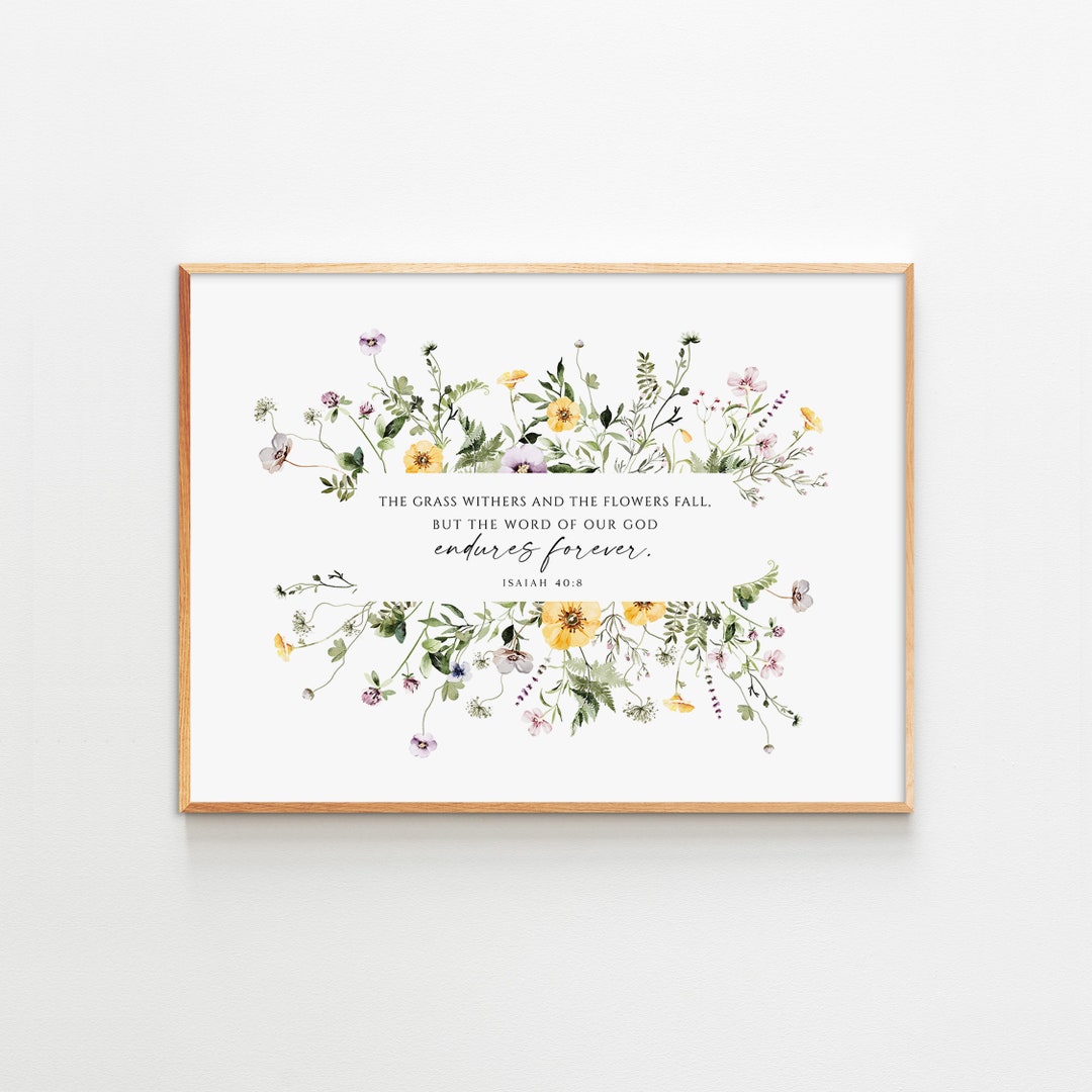 Isaiah 40:8 Wildflower Bible Verse Art, Christian Wall Decor (digital ...
