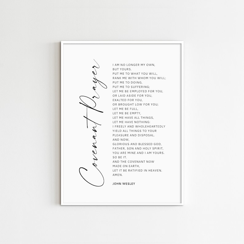 John Wesley Covenant Prayer Print: Christian Wall Art (digital Download ...