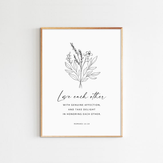 Romans 12:10 Love Each Other Bible Verse Wall Art Printable - Etsy