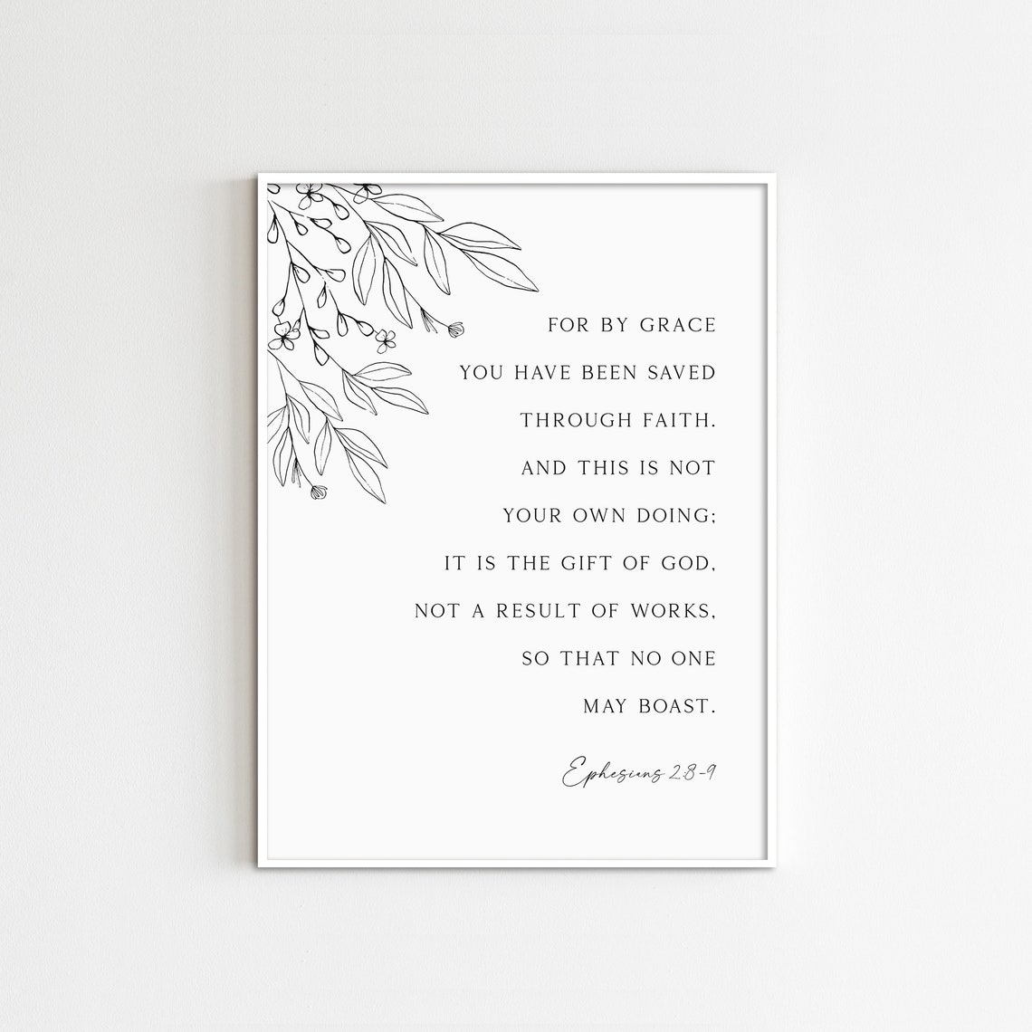 Ephesians 2:8-9 Bible Verse Wall Art Printable Scripture - Etsy