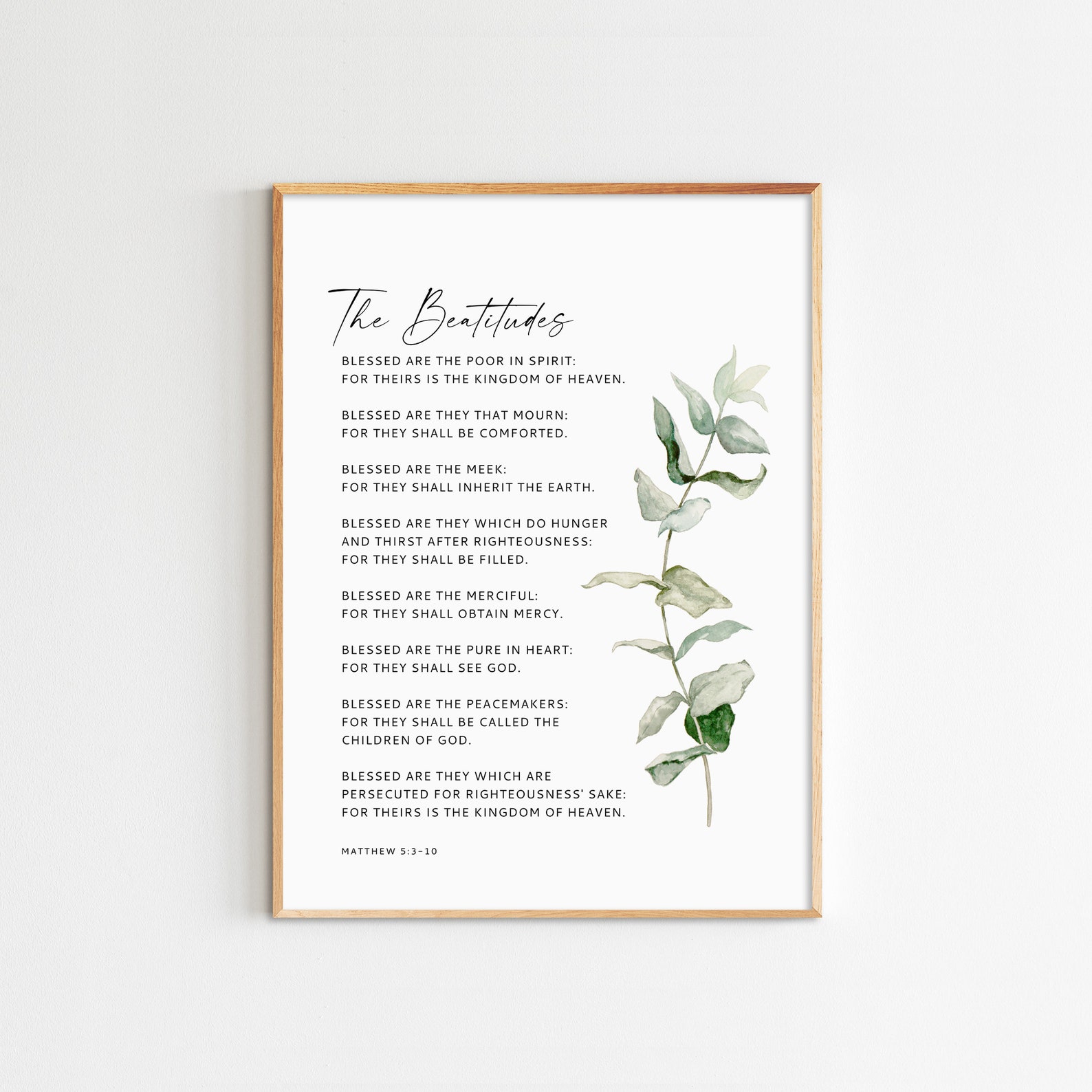 The Beatitudes Matthew 5:3-10 Bible Verse Wall Art Christian - Etsy