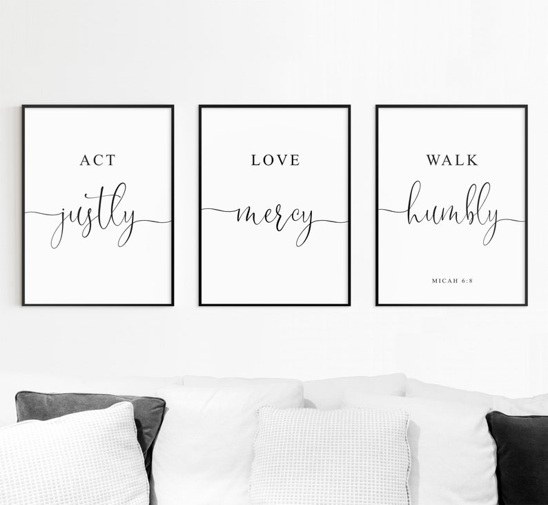 Micah 6:8 Act Justly Love Mercy Walk Humbly Printable Set of 3 - Etsy