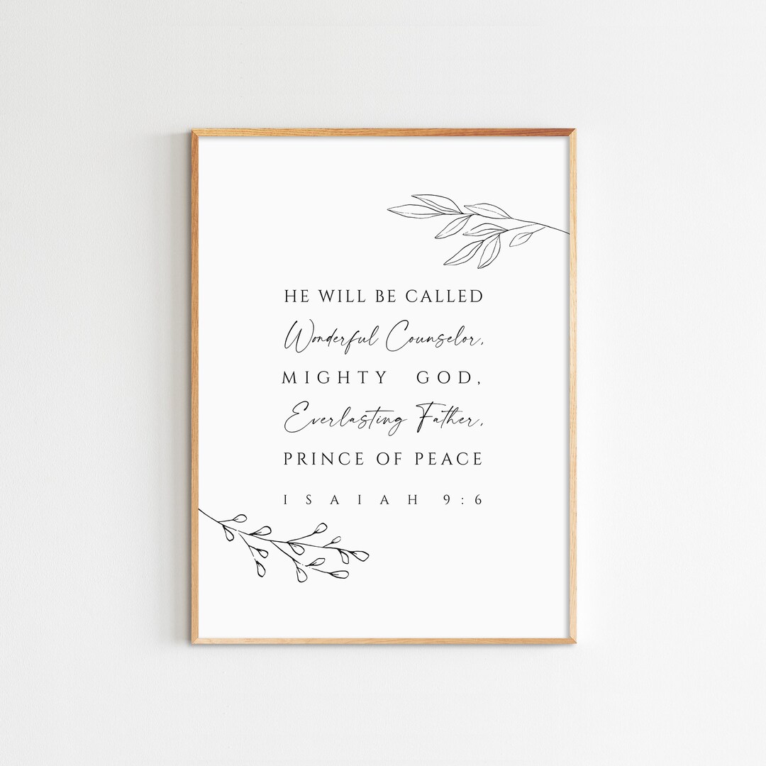 Isaiah 9:6, for Unto Us a Child is Born, Bible Verse Wall Art Botanical ...