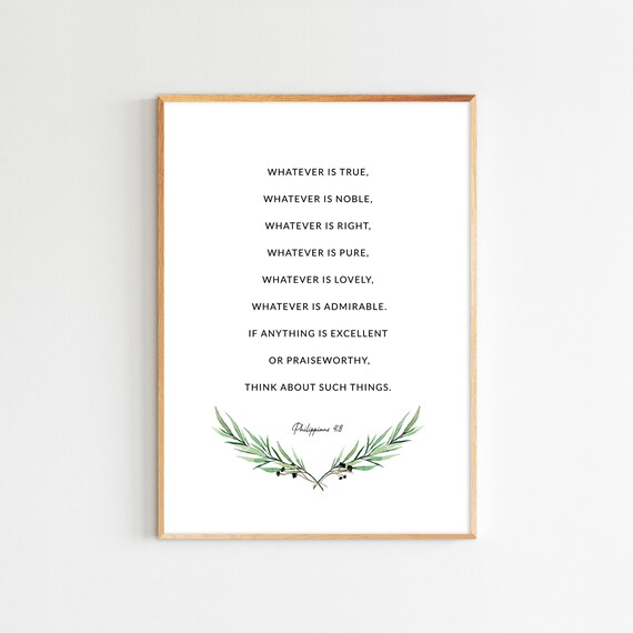PHILIPPIANS 4:8 Whatever Is True Whatever Is Noble Bible | Etsy