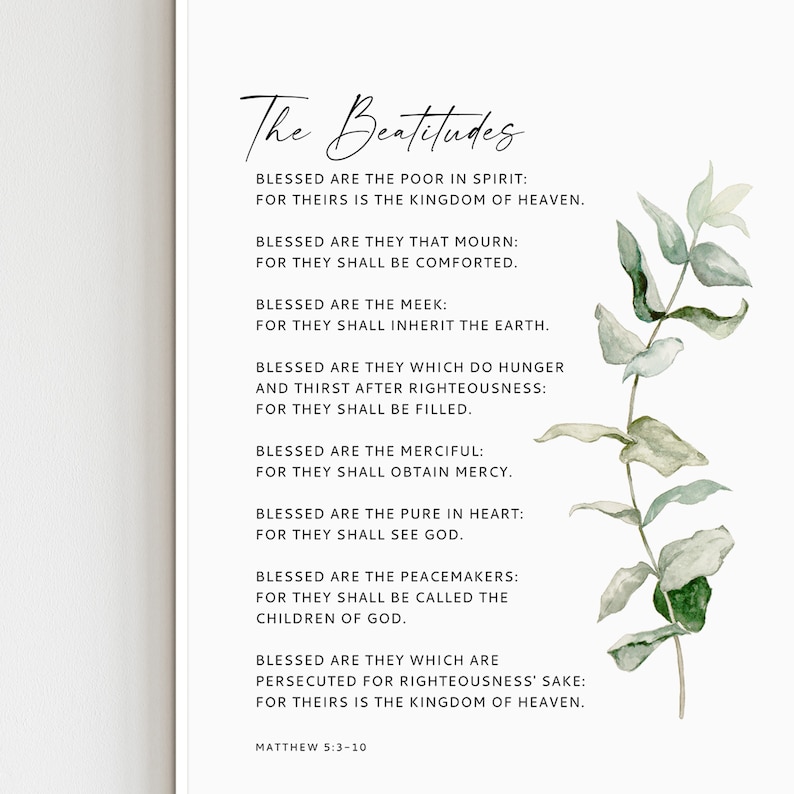 The Beatitudes Matthew 5:3-10 Bible Verse Wall Art Christian - Etsy