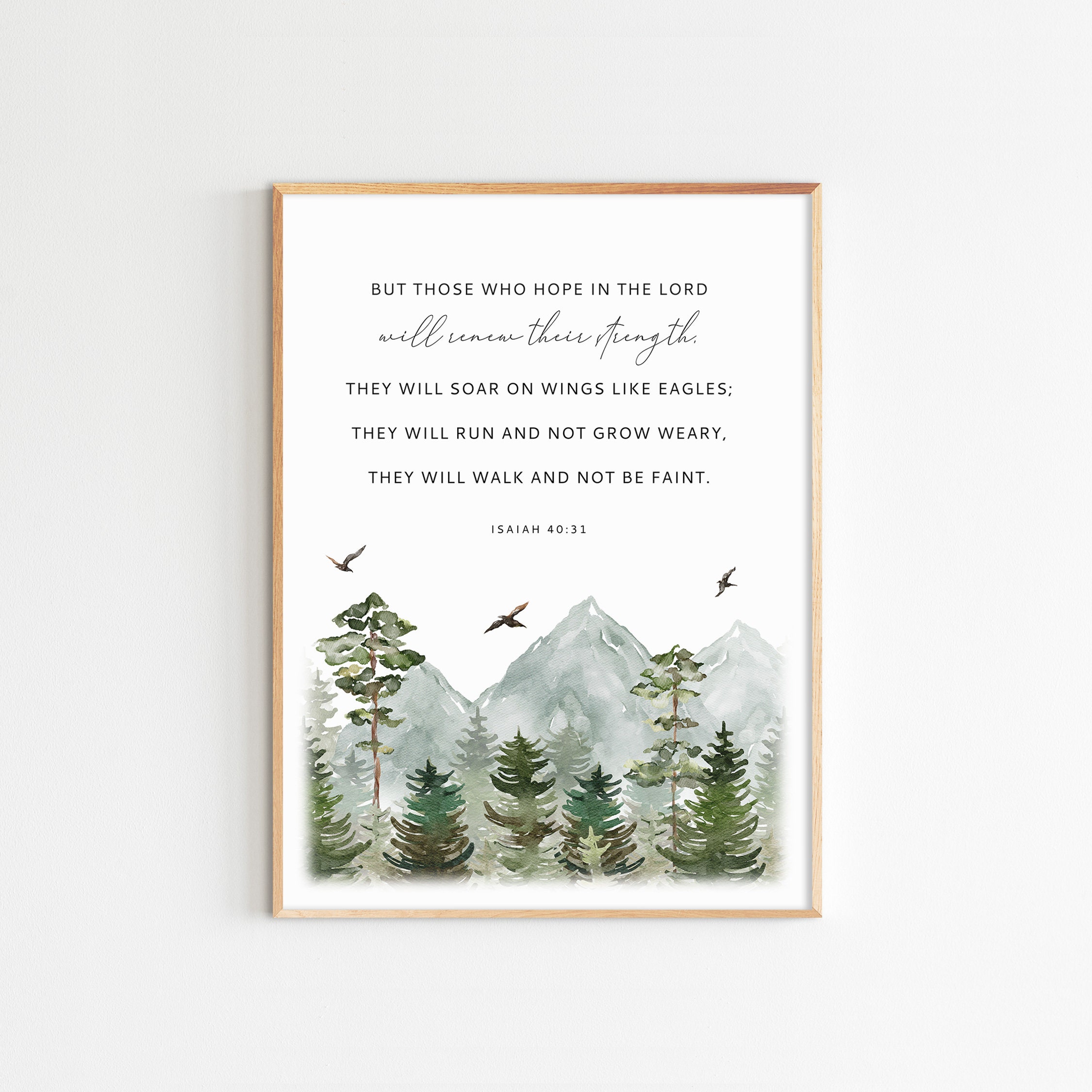 Strength ISAIAH 40:31 Printable Watercolor Mountains Scripture | Etsy