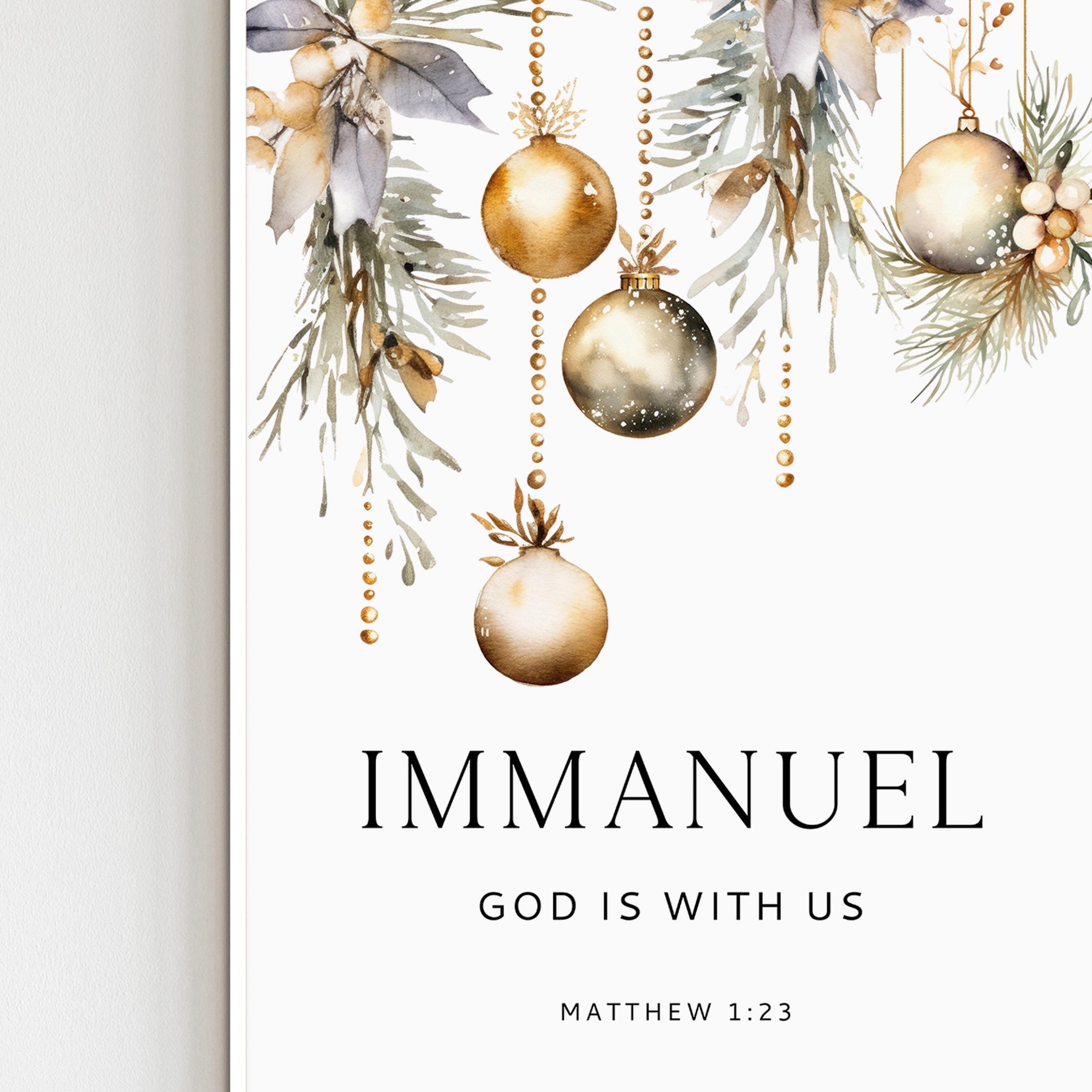 Immanuel Christmas Printable Wall Art: Watercolor Holiday Decor ...