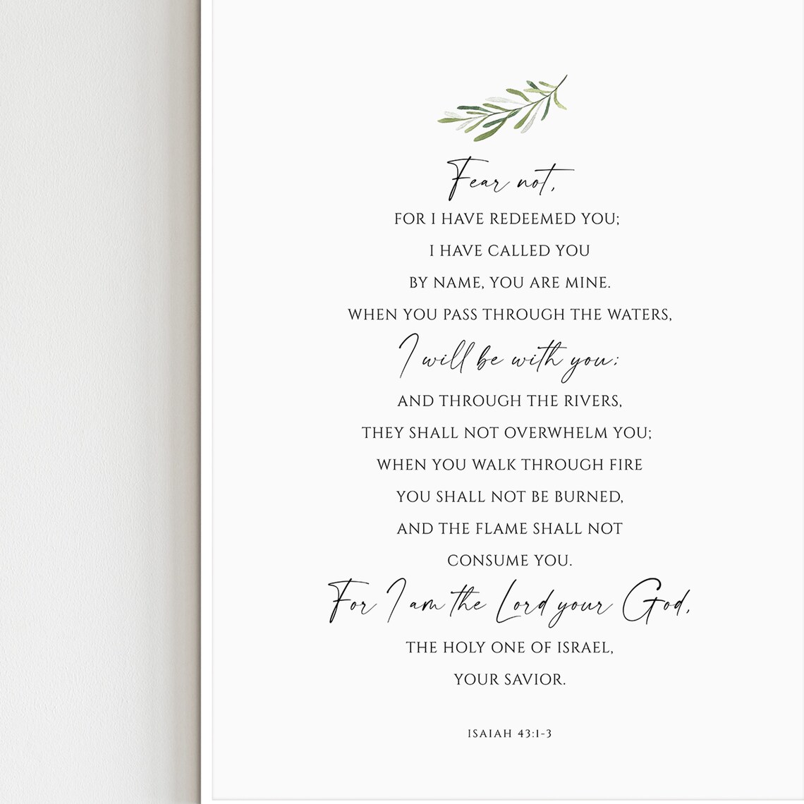 Isaiah 43:1-3 Fear Not for I Have Redeemed You Encouraging - Etsy