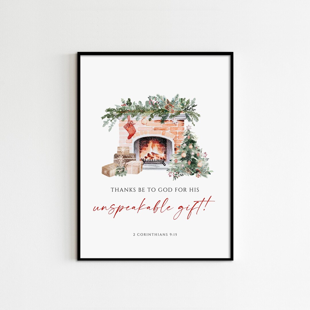2 Corinthians 9:15, Printable Christmas Print, Christmas Wall Art ...