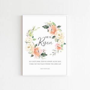 He is Risen Matthew 28:6 Easter Decor Spring Printable Bible Verse ...