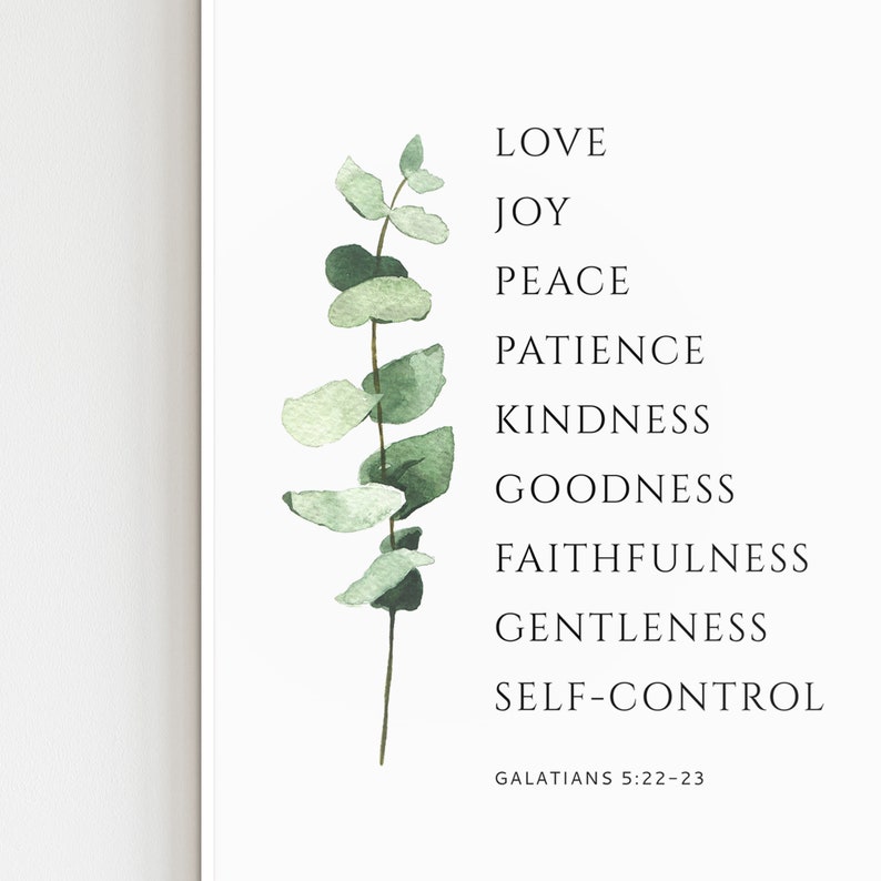 Galatians 5:22-23 Print, Fruit of the Spirit, Watercolor Greenery ...