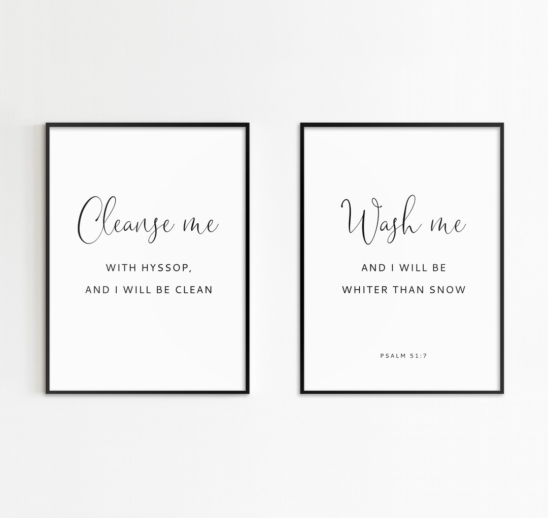 Psalm 51:7, Bible Verse Wall Art, Laundry Room Sign, Bathroom Wall ...