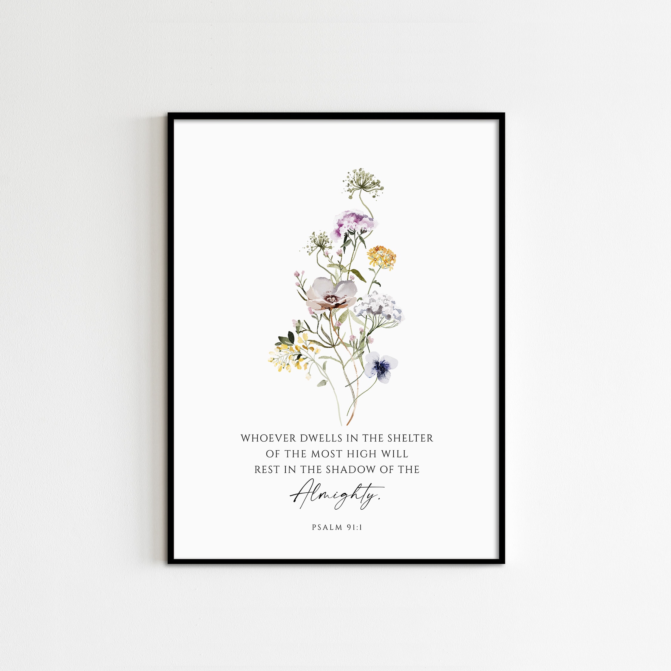 Psalm 91:1 Bible Verse Wall Art, Printable Scripture, Botanical Wall ...