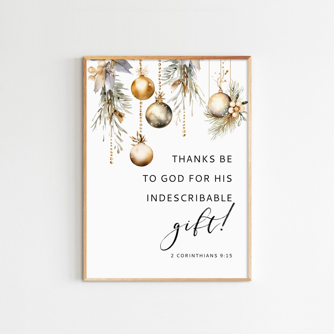 2 Corinthians 9:15 Christmas Print, Bible Verse Holiday Decor (digital ...